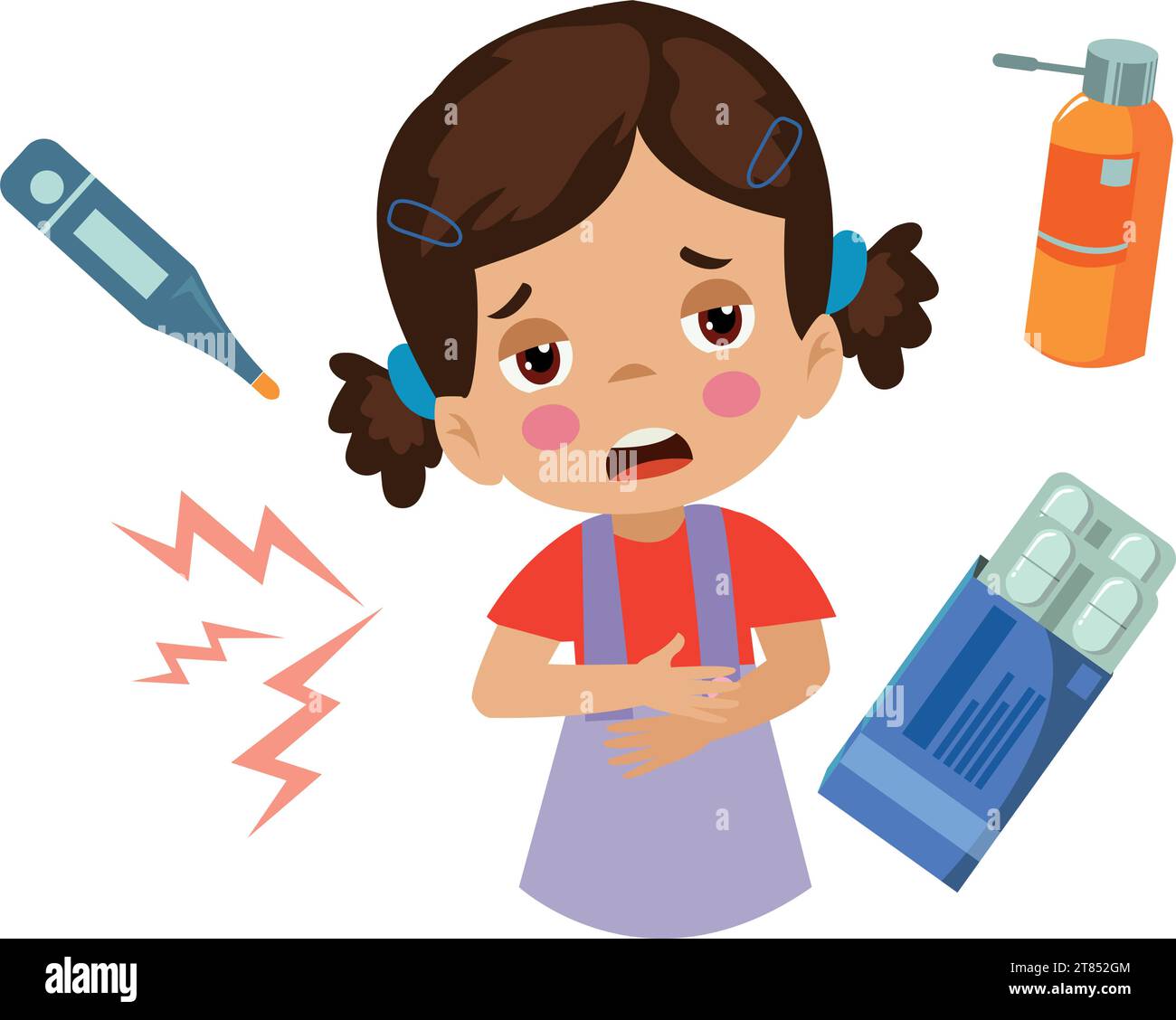 cute sick boy with stomachache Stock Vector Image & Art - Alamy