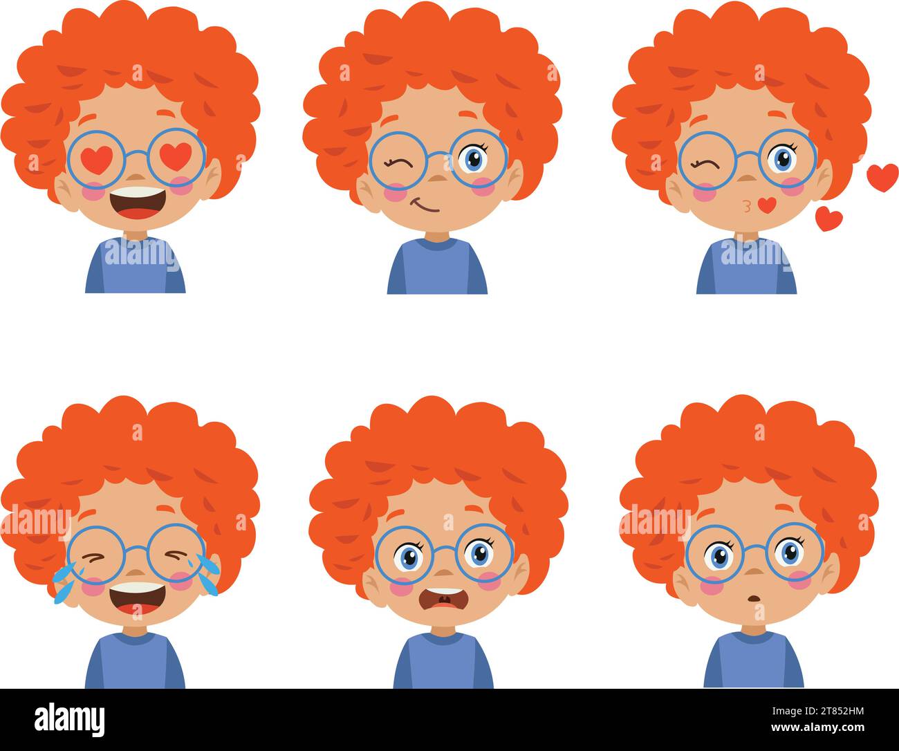 cute kid face expression emoji emoticon set Stock Vector Image & Art ...