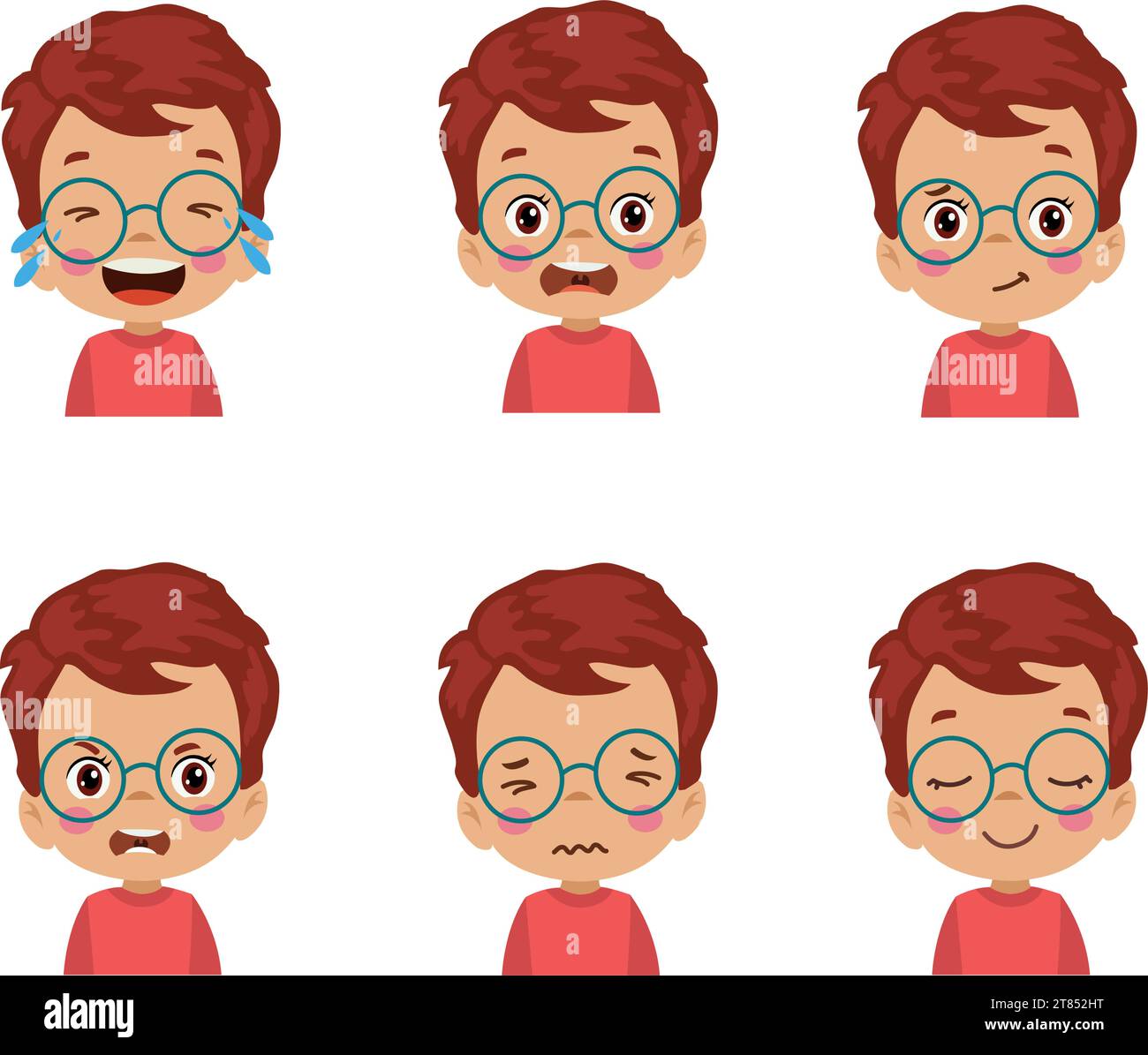 cute kid face expression emoji emoticon set Stock Vector Image & Art ...