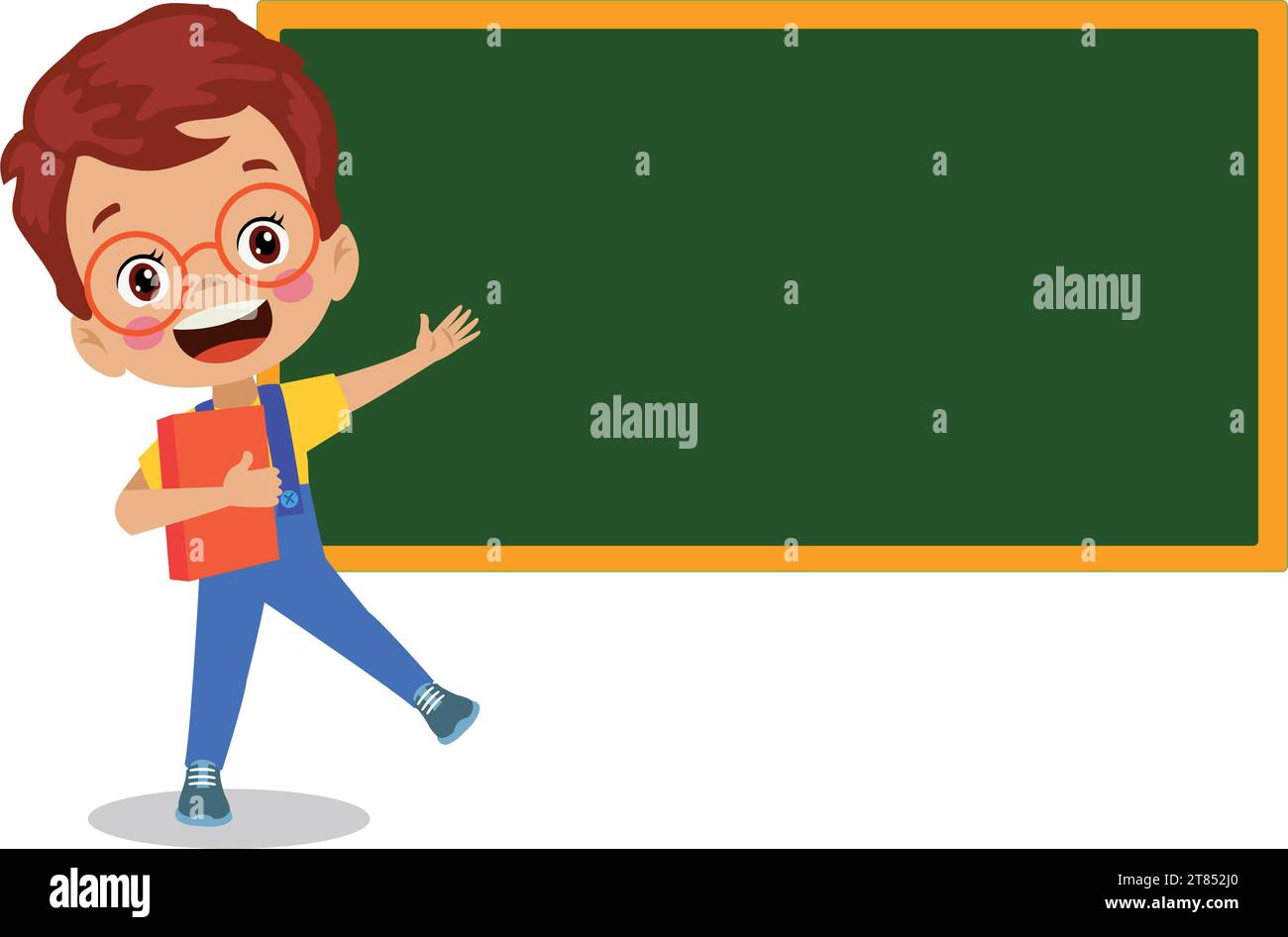 cute boy pointing at the classroom board Stock Vector Image & Art - Alamy