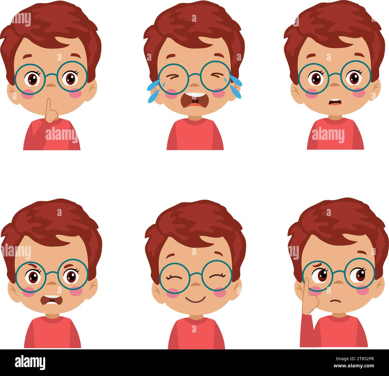 cute kid face expression emoji emoticon set Stock Vector Image & Art ...