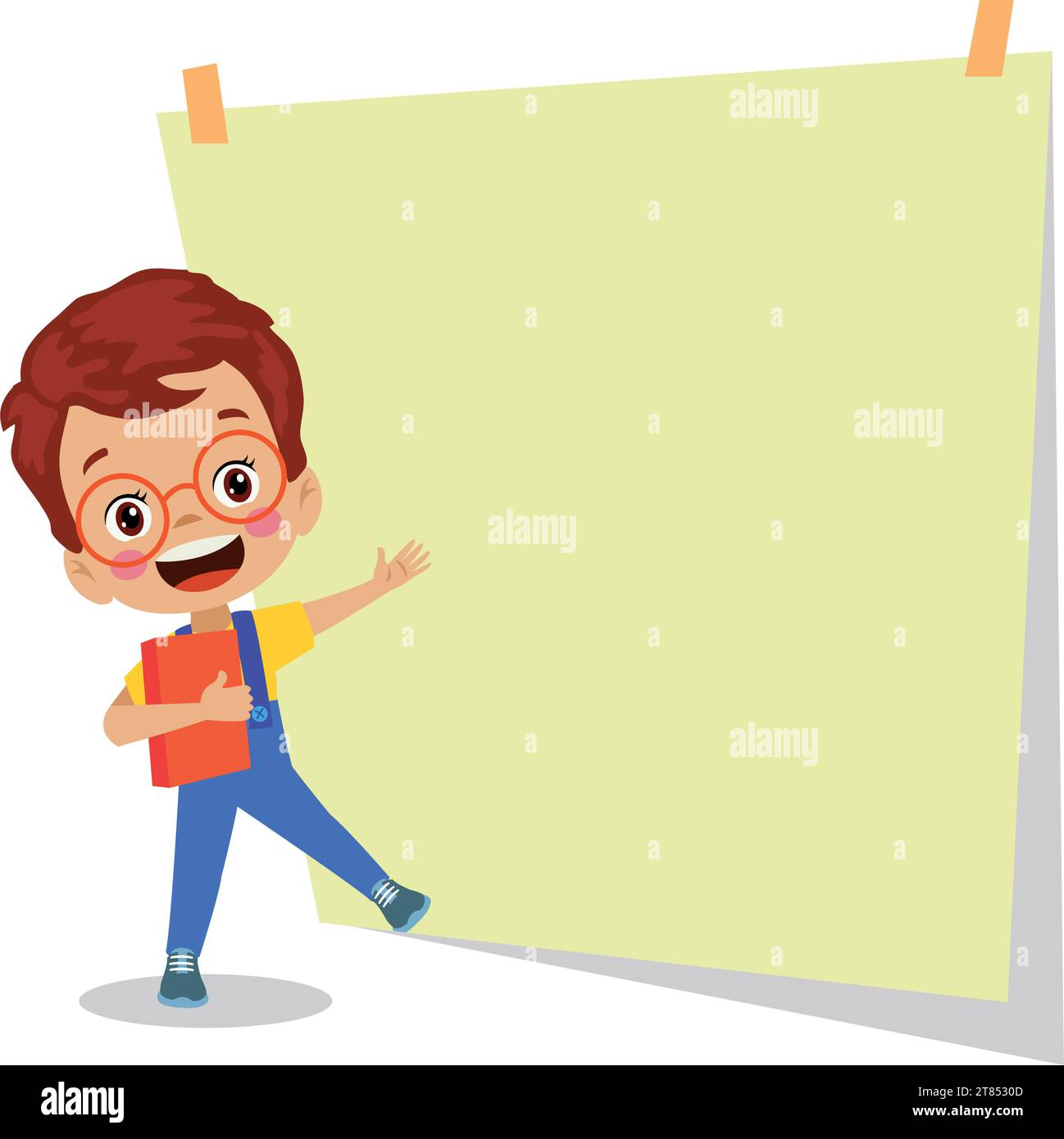 Your text here cute boy holding note paper Stock Vector Image & Art - Alamy