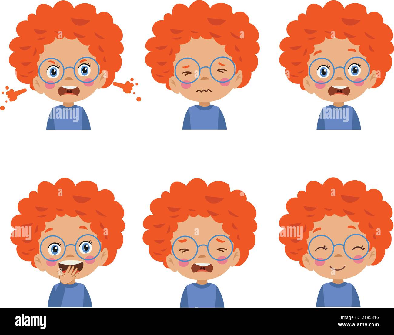 cute kid face expression emoji emoticon set Stock Vector Image & Art ...