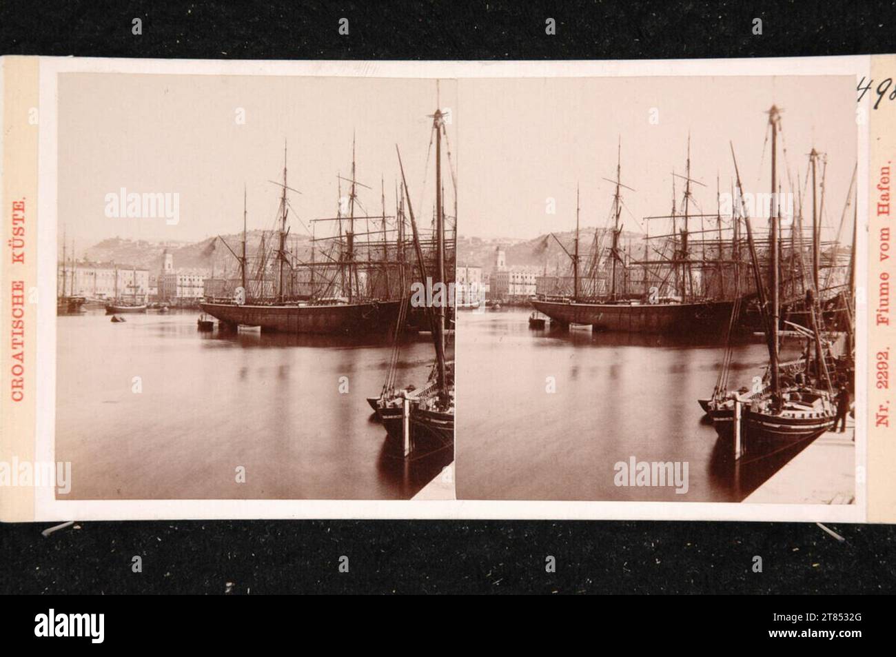 Alois Beer (ab 1883) Croatian coast, Fiume from the harbor. Albumin ...
