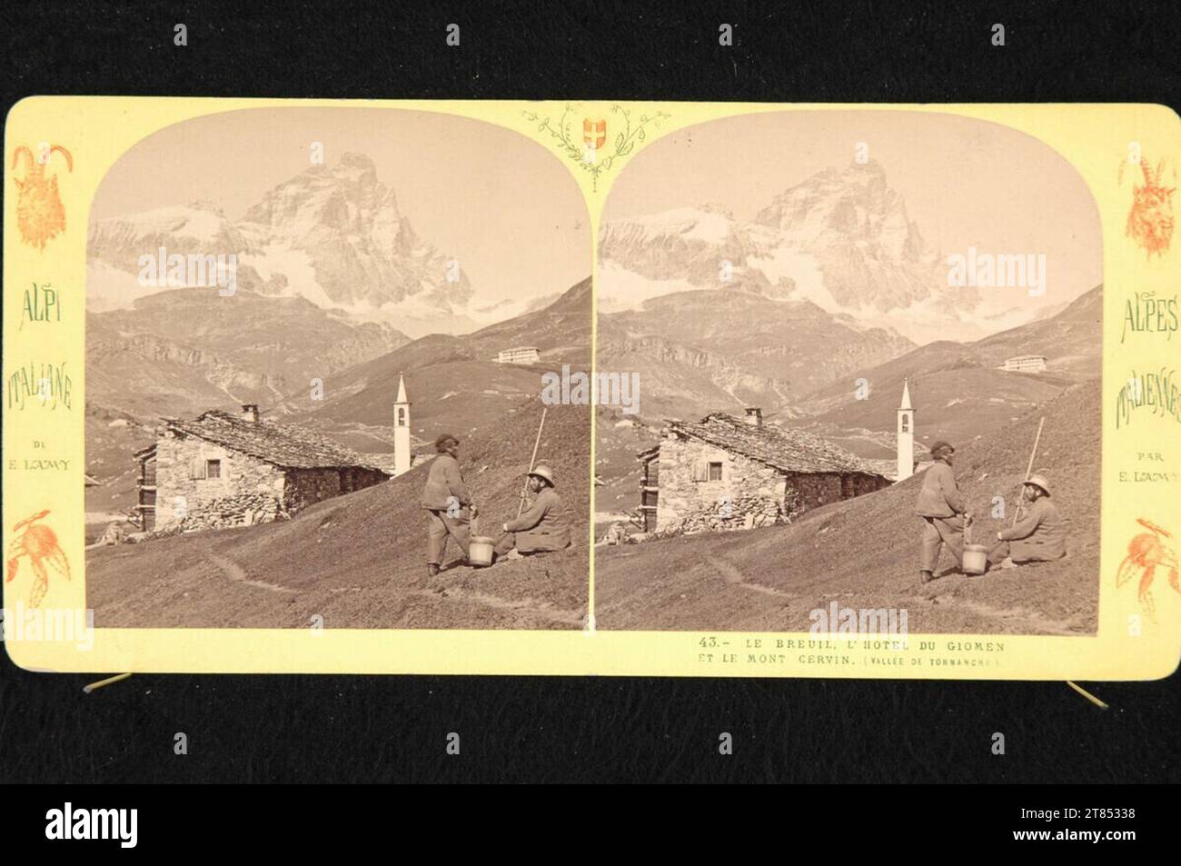 Pierre Eleonor Ernest Lamy Hotel from Giomen and Mont Cervin. Albumin ...