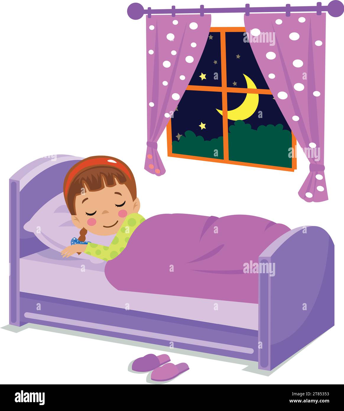 cute boy sleeping at night Stock Vector Image & Art - Alamy