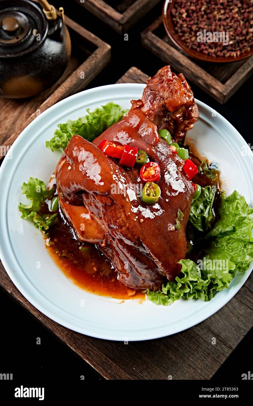 braised pig's trotters （Pork Hock，pig feet）with brown soya sauce Stock ...