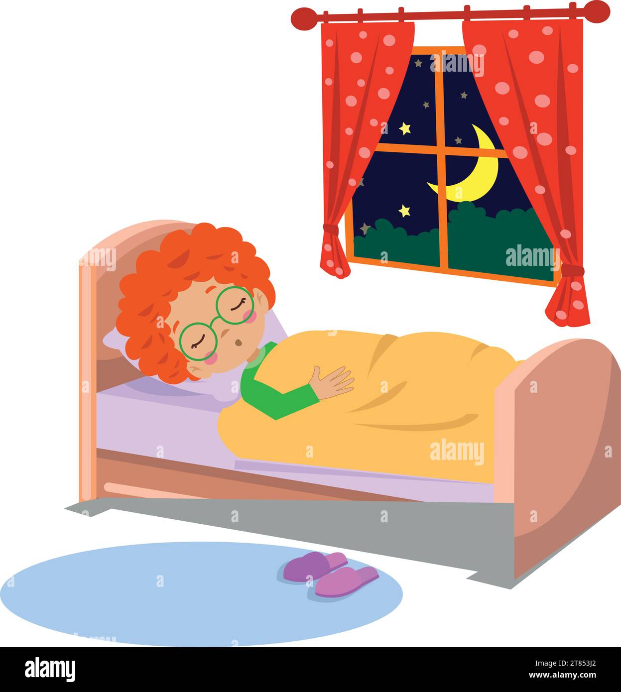 cute boy sleeping at night Stock Vector Image & Art - Alamy