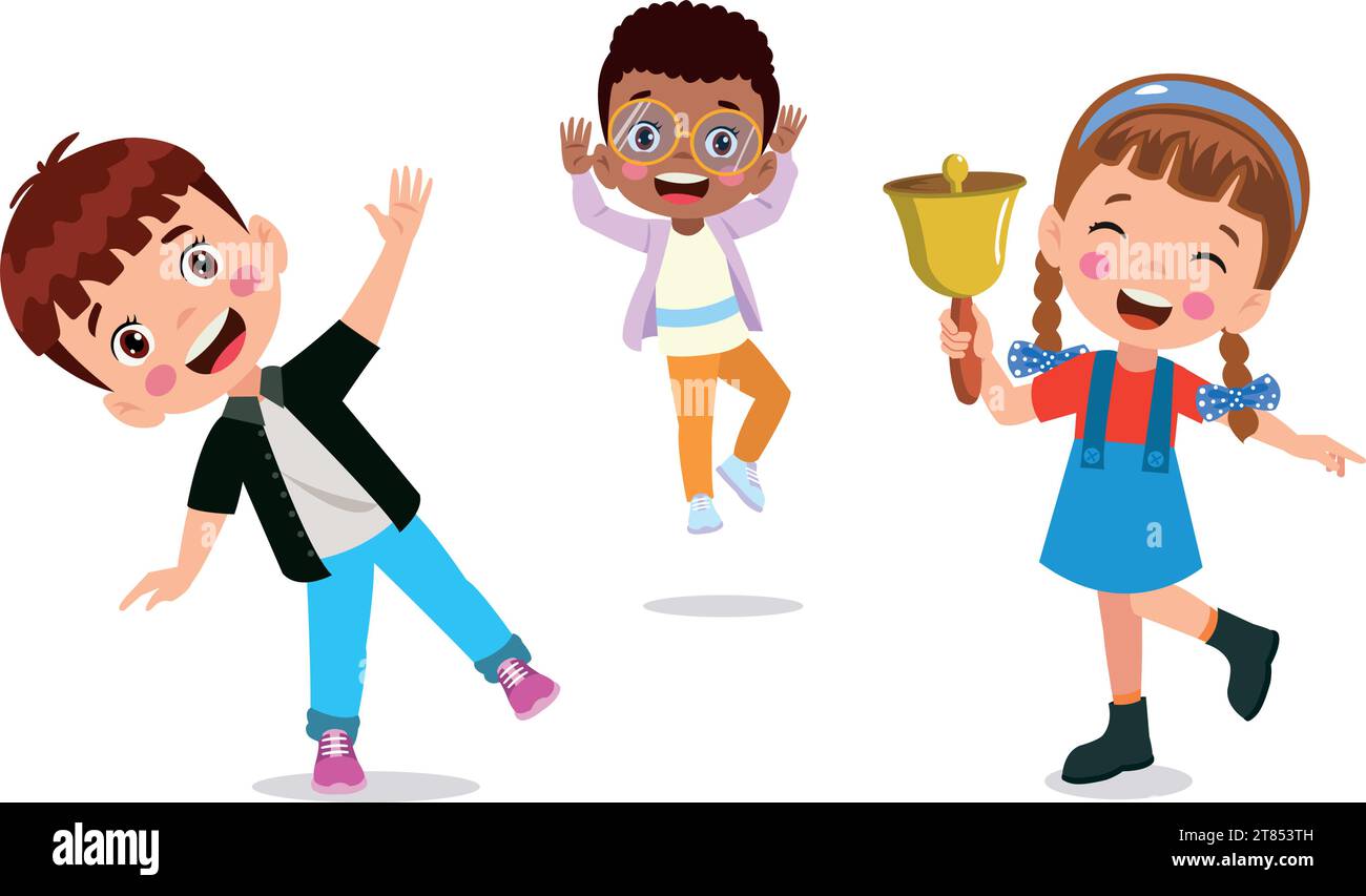 Happy kids cartoon collection. Multicultural children in different ...