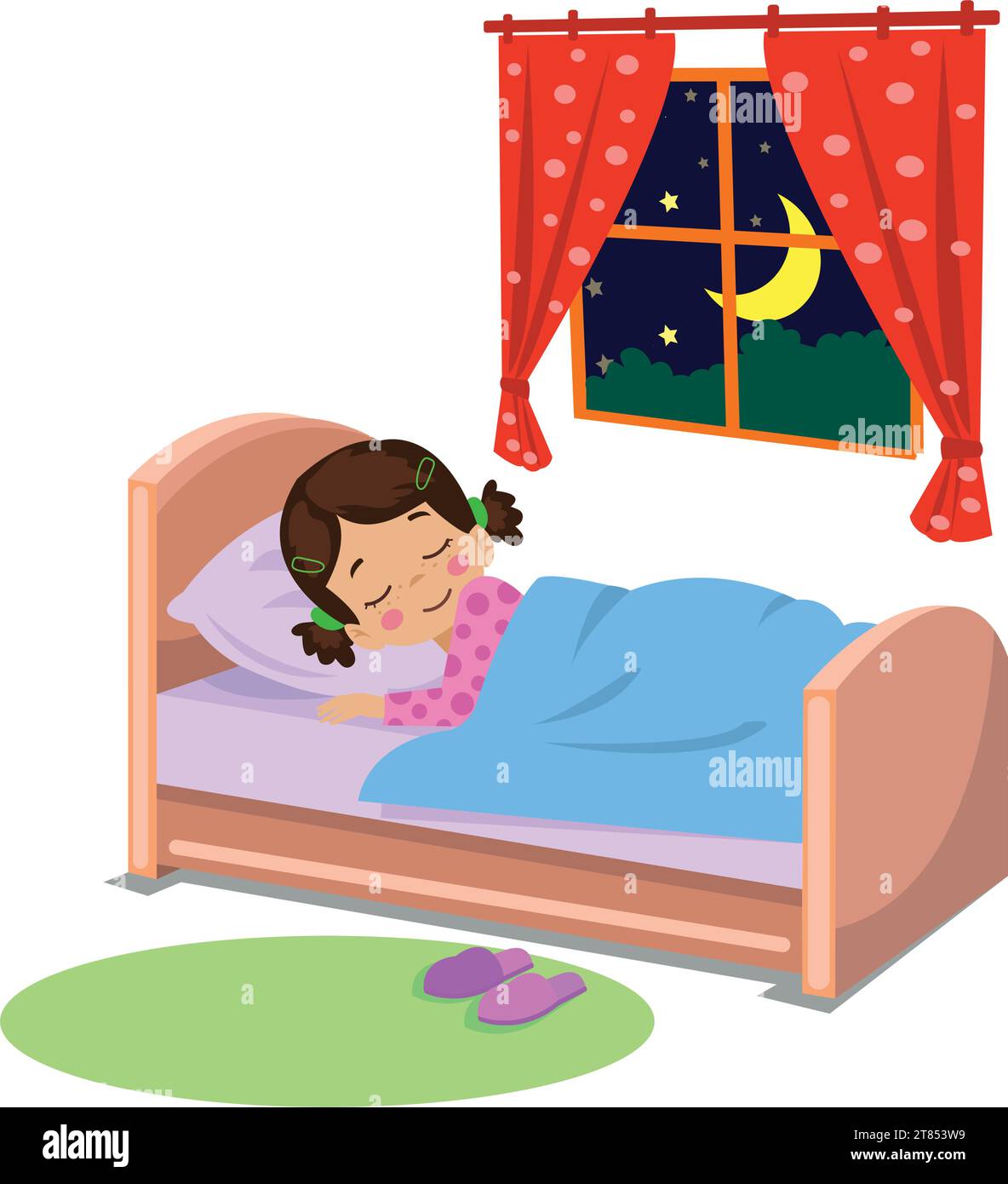cute boy sleeping at night Stock Vector Image & Art - Alamy