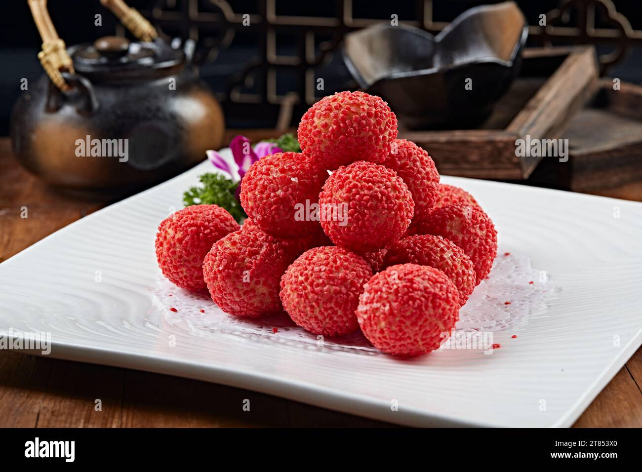 fried shrimp ball， Lychee shape Stock Photo - Alamy