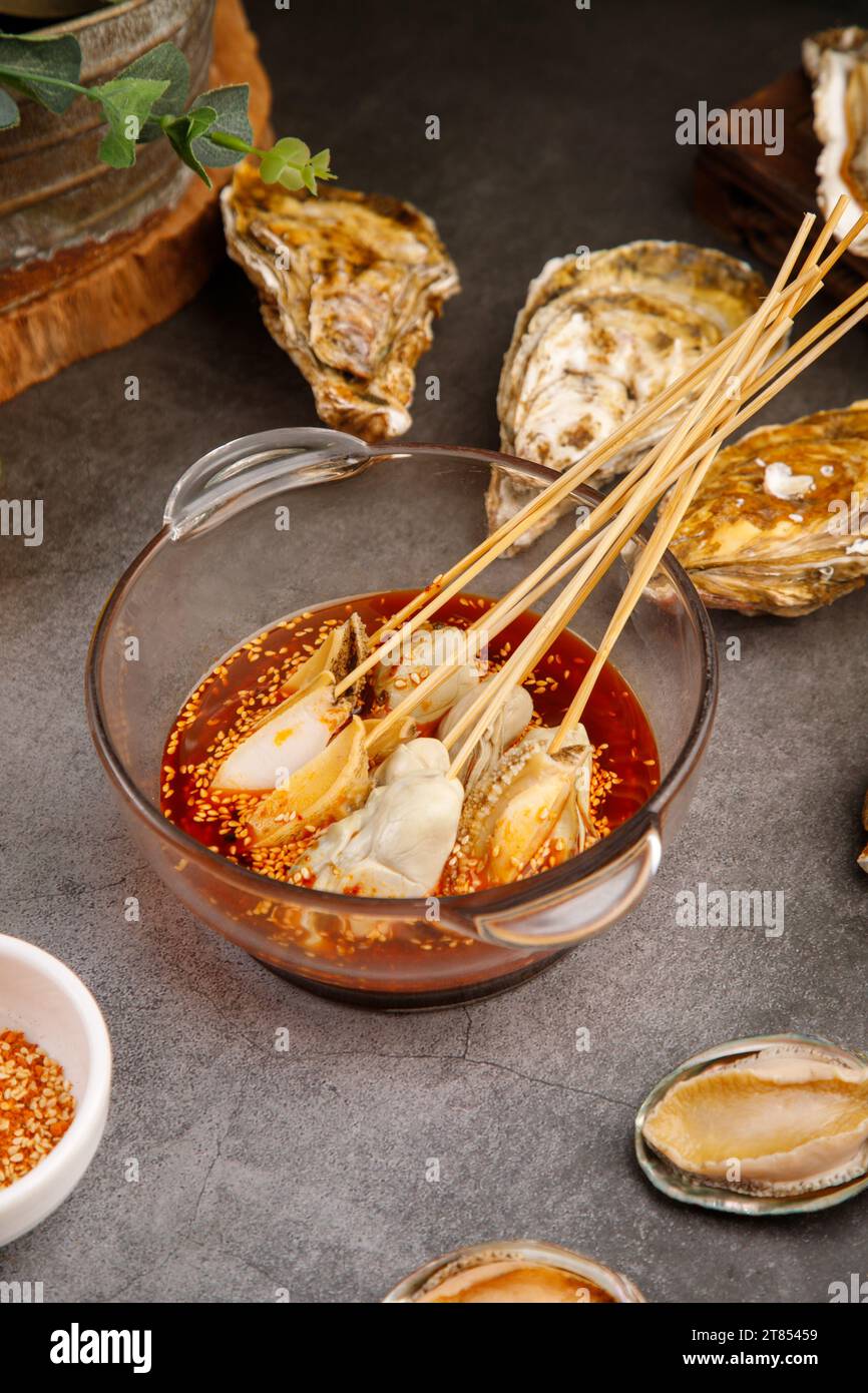 very fresh steamed oysters in shell Stock Photo - Alamy