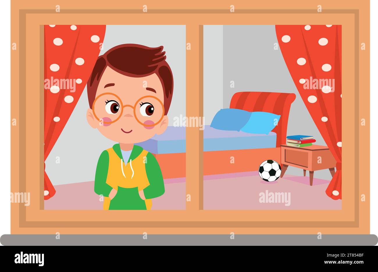 Little boy looking out of the window Stock Vector Image & Art - Alamy