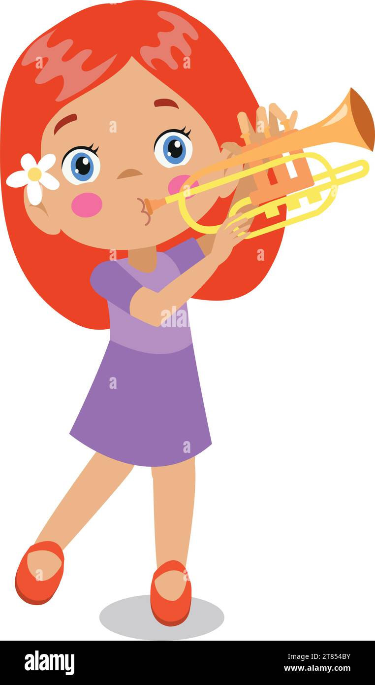 Happy boy playing trumpet music Stock Vector Image & Art - Alamy