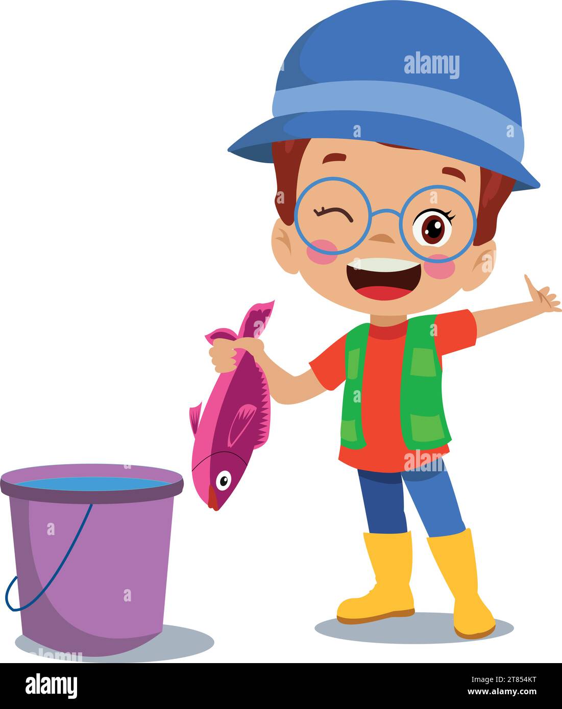 cute little fisherman boy fishing Stock Vector Image & Art - Alamy