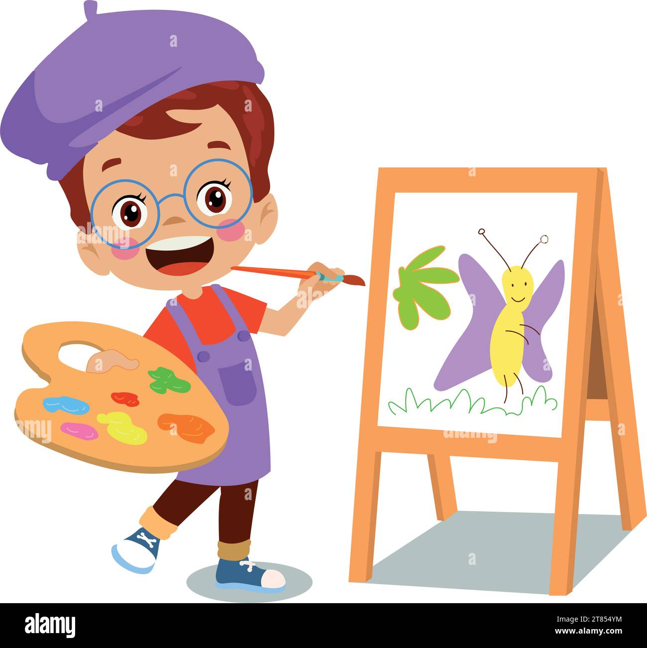 cute painter boy painting colour Stock Vector Image & Art - Alamy