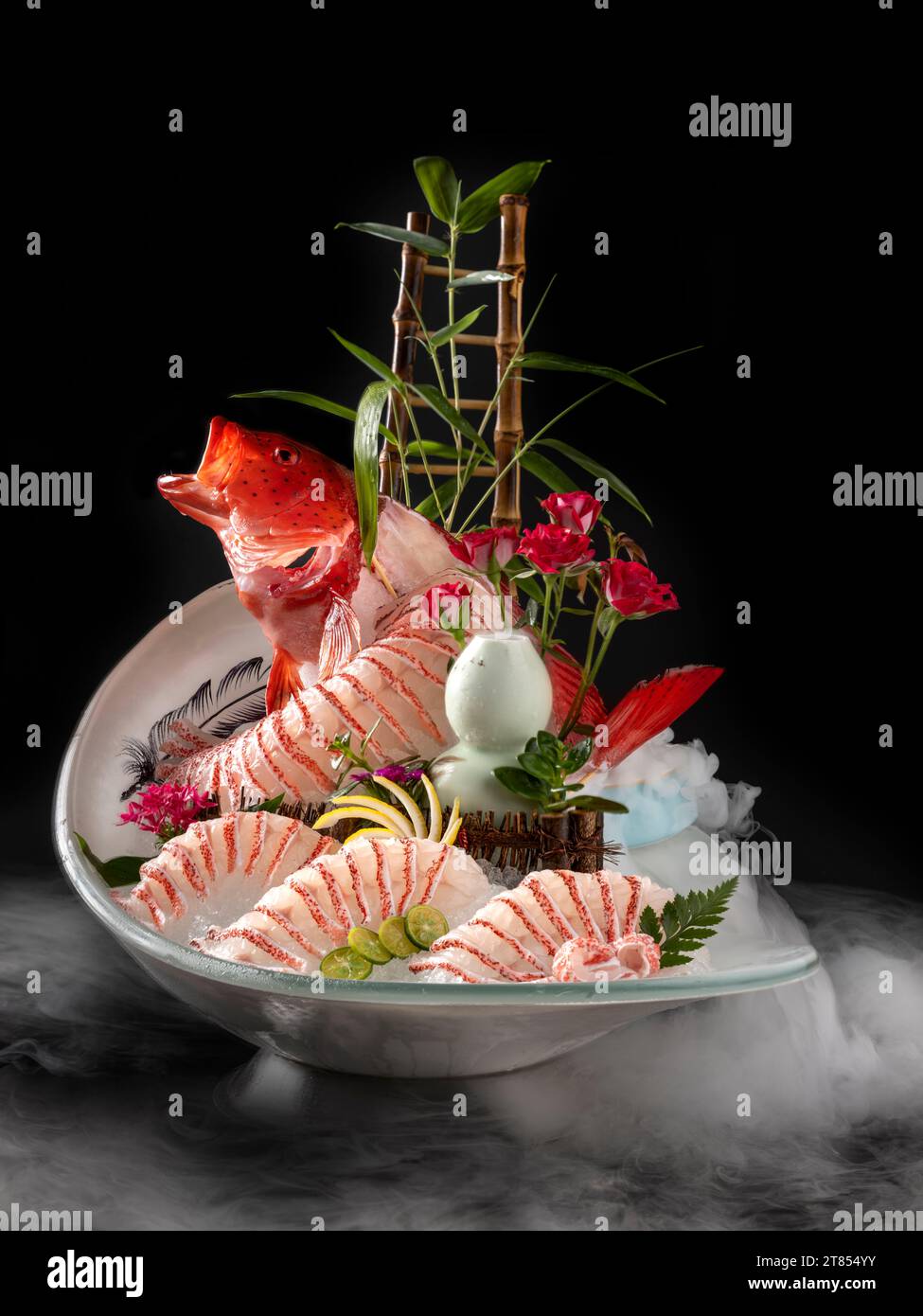 Red-banded grouper sashimi，Red Grouper fish for hot pot Stock Photo - Alamy