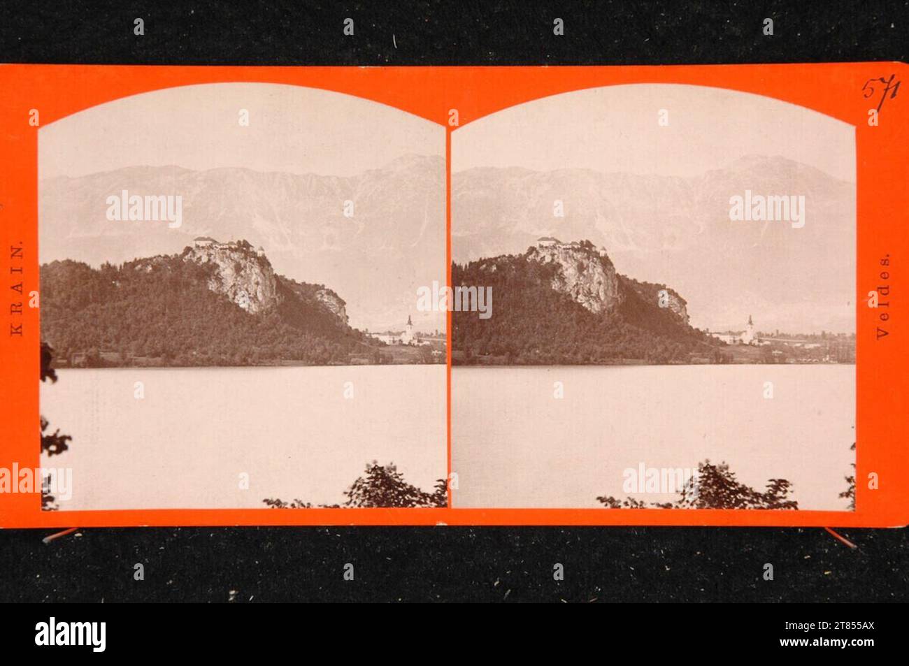 Alois Beer (ab 1883) Krain, Veldes AM Bled-Ssee. Albumin paper, on the ...