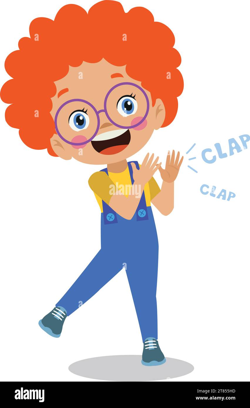 happy cute little boy clapping Stock Vector Image & Art - Alamy