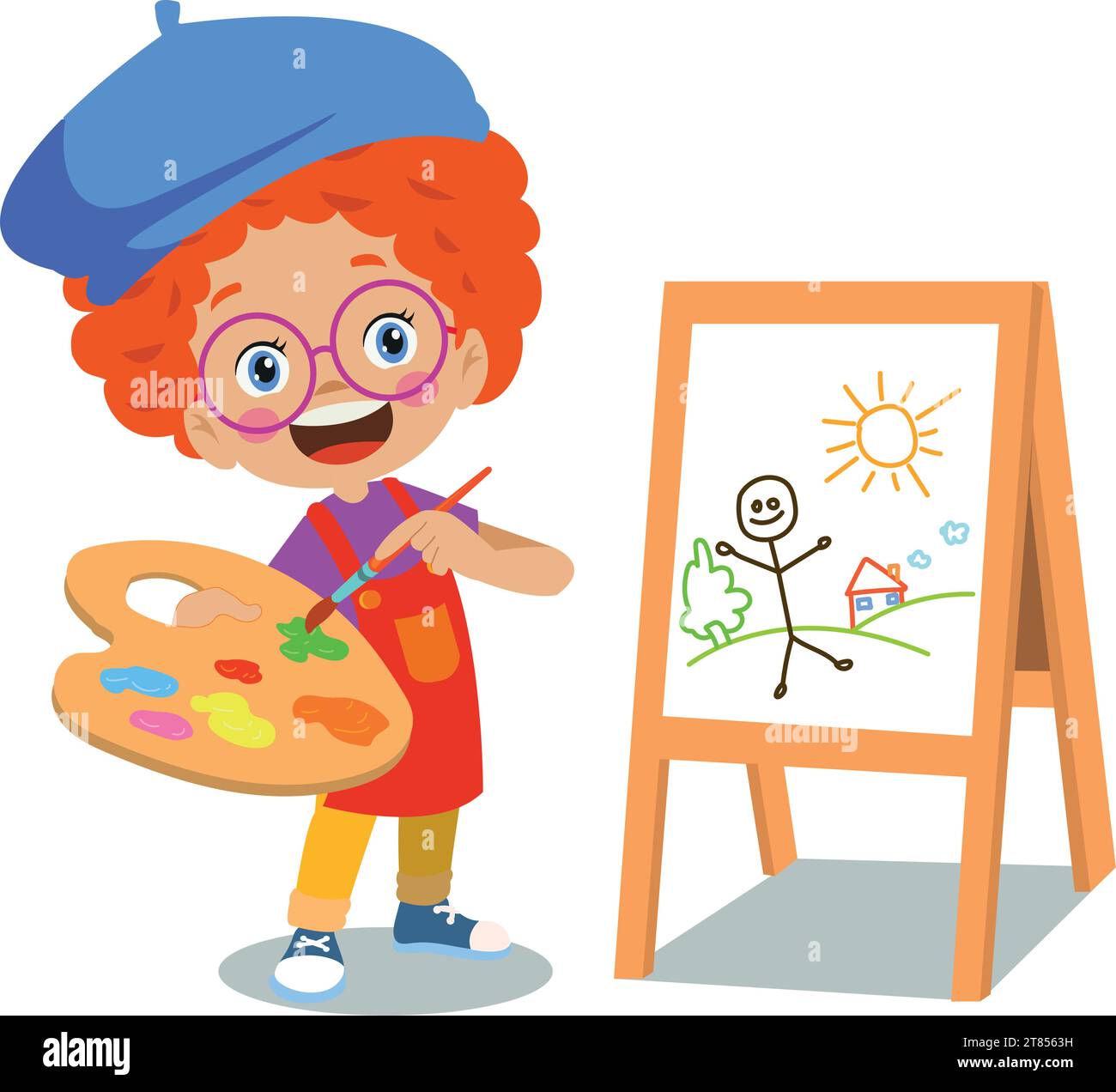 cute painter boy painting colour Stock Vector Image & Art - Alamy