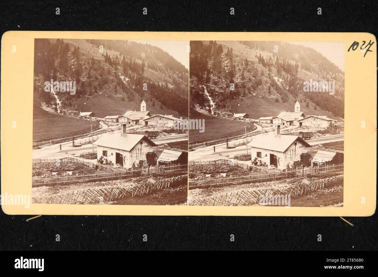 Johann Friedrich Stiehm Brennerbahn - village of Brenner and Ice Hackfall. Albumin paper, on the ...