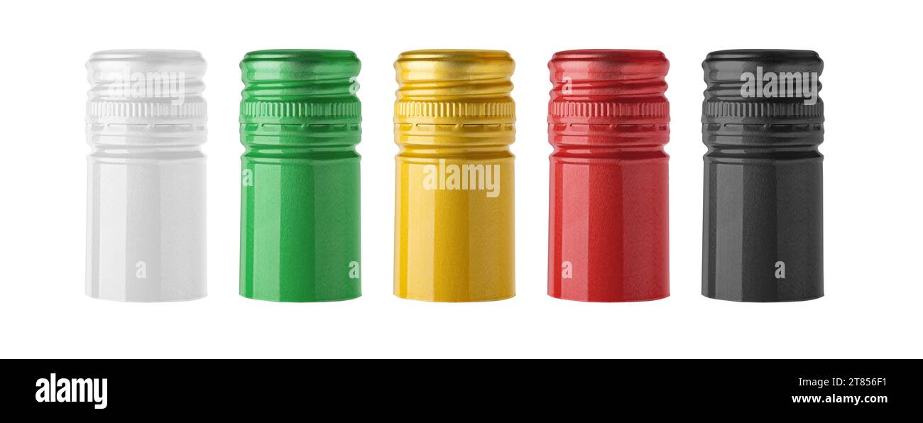 Colorful wine caps. Isolated on white background.With clipping path ...