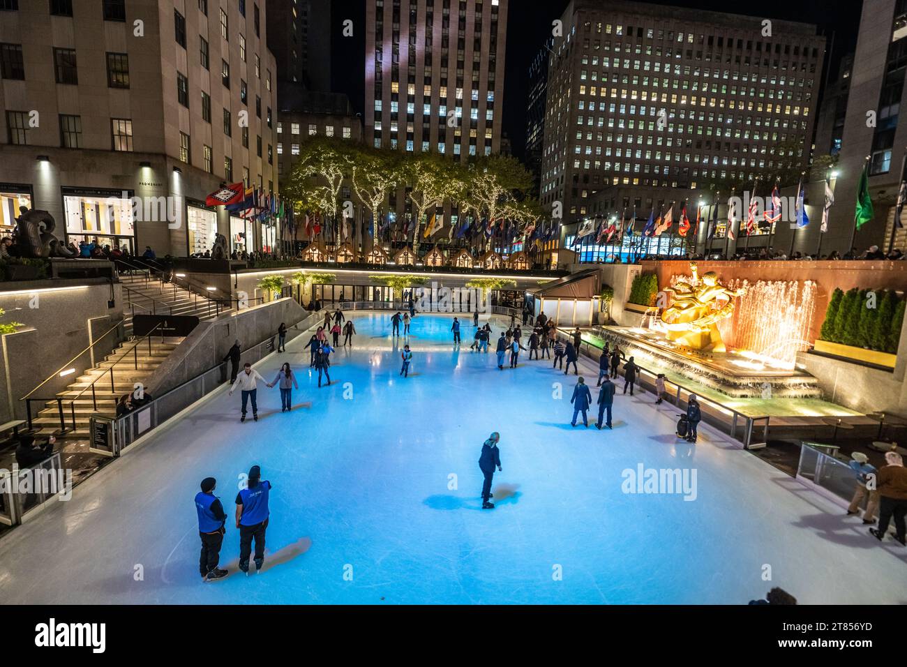 Image of the Rockefeller Center skating ice rink,Top of the rock at ...