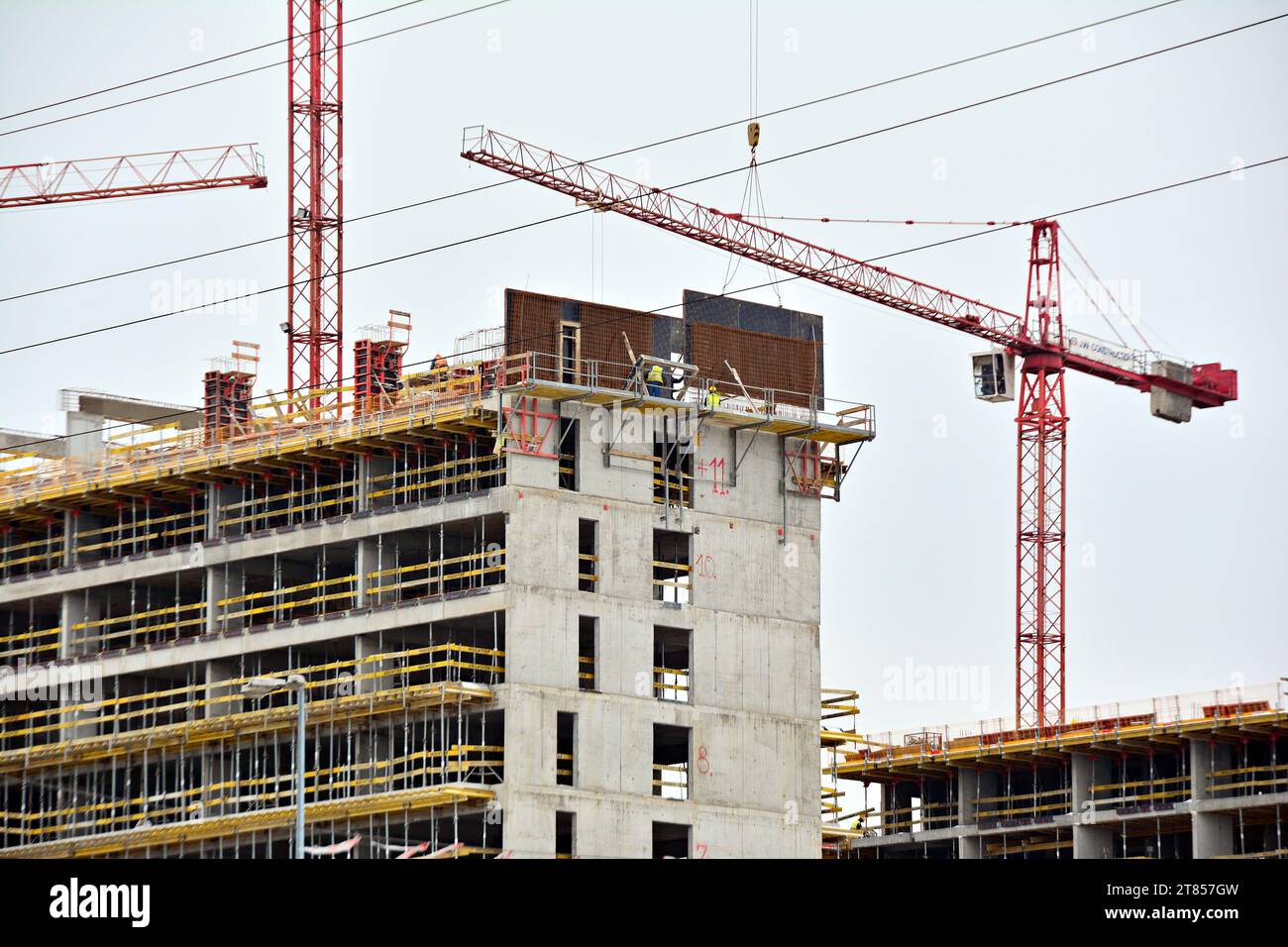 View of a skyscraper under construction. Modern architecture background ...