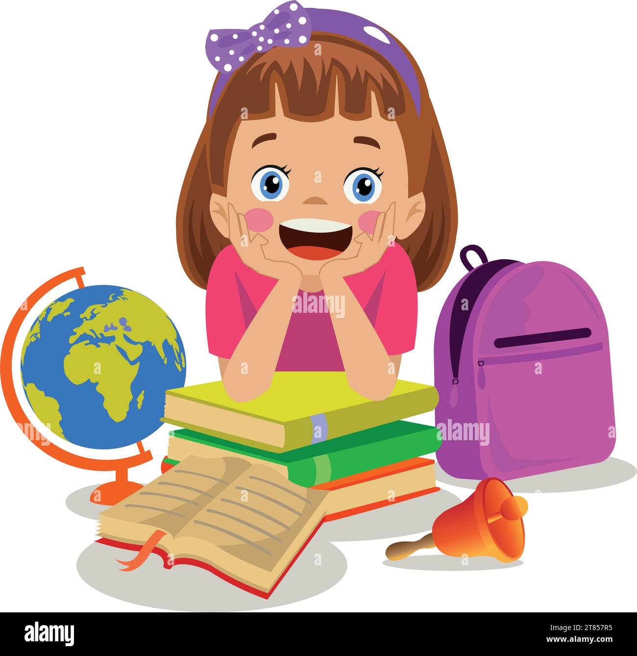 cute boy world map with books and school bell Stock Vector Image & Art ...