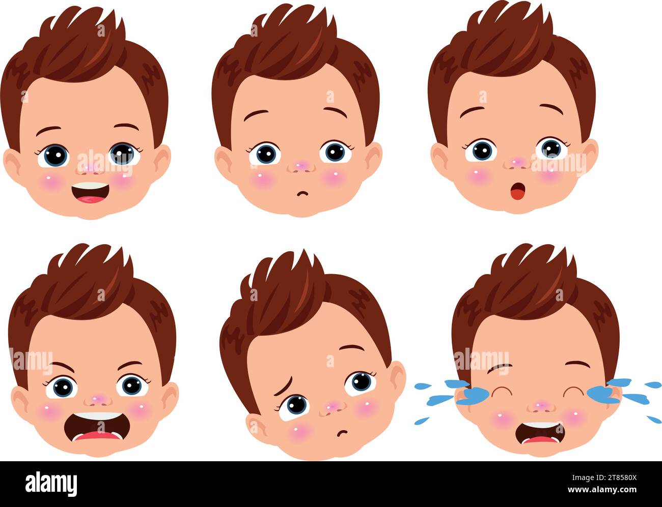 Boy different facial expressions illustration Stock Vector Images - Alamy