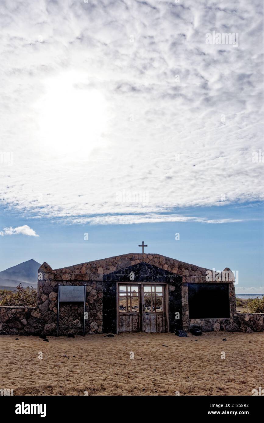 Cofete Cemetery on the beach of Playa de Cofete, Jandia peninsula ...