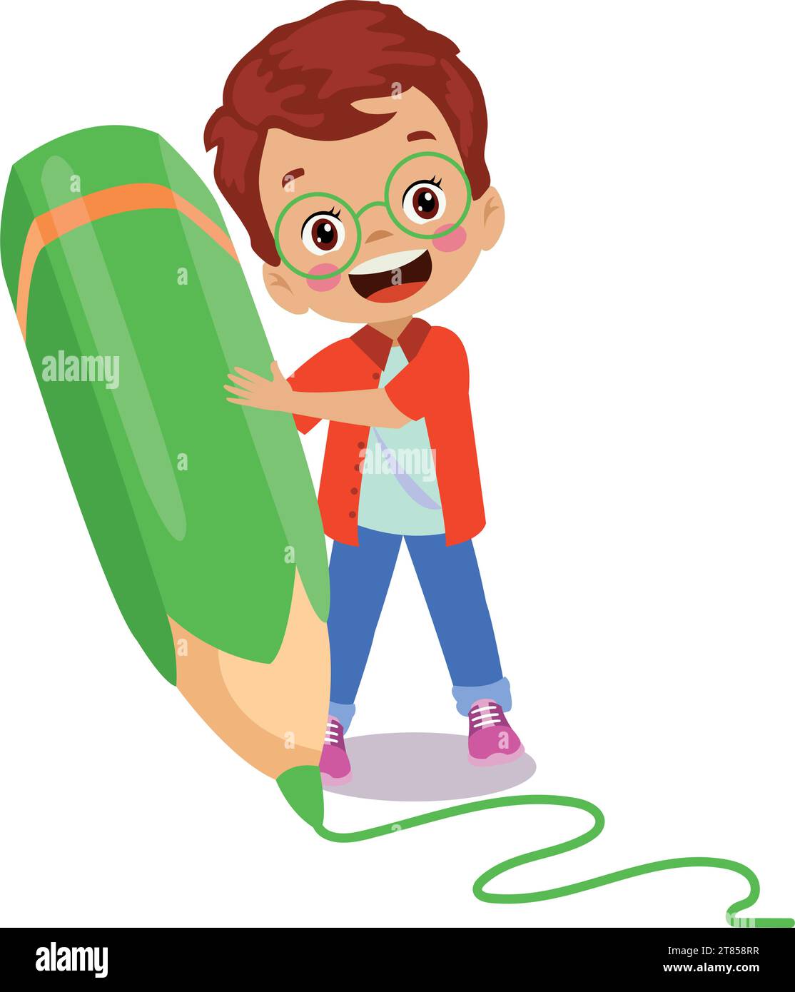 cute little boy holding a pencil Stock Vector Image & Art - Alamy