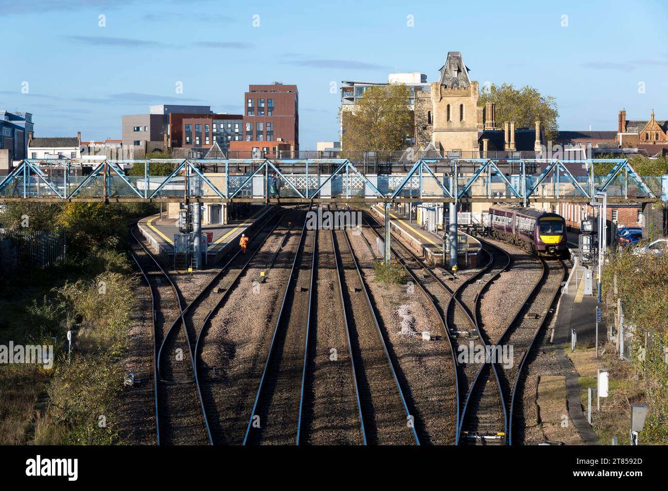 Lincoln railway station from Pelham bridge, Lincoln City, Lincolnshire ...
