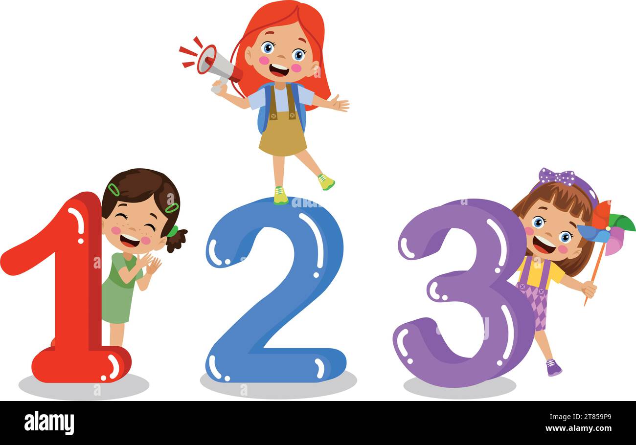 cute kids learn numbers along with numbers Stock Vector Image & Art - Alamy
