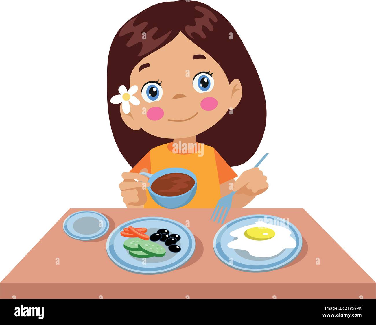 cute little boy having breakfast Stock Vector Image & Art - Alamy