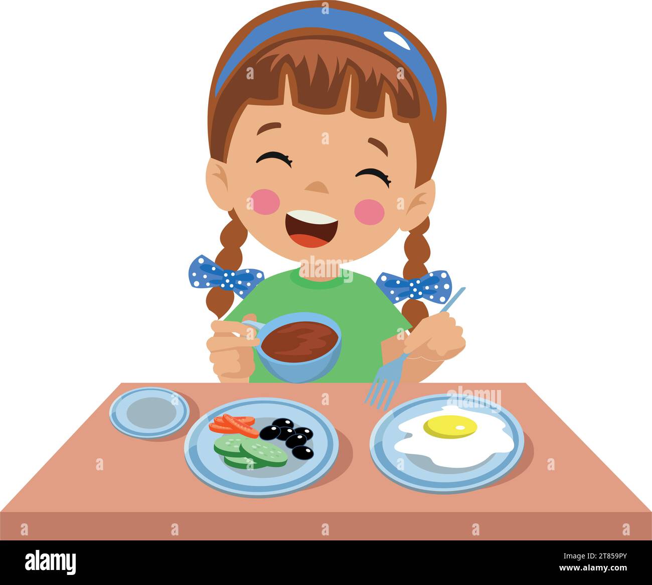 cute little boy having breakfast Stock Vector Image & Art - Alamy