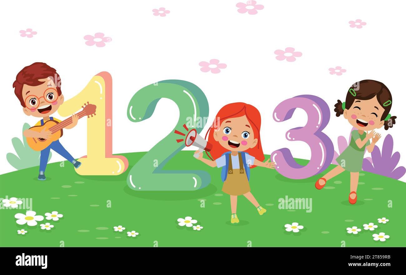 cute kids learn numbers along with numbers Stock Vector Image & Art - Alamy