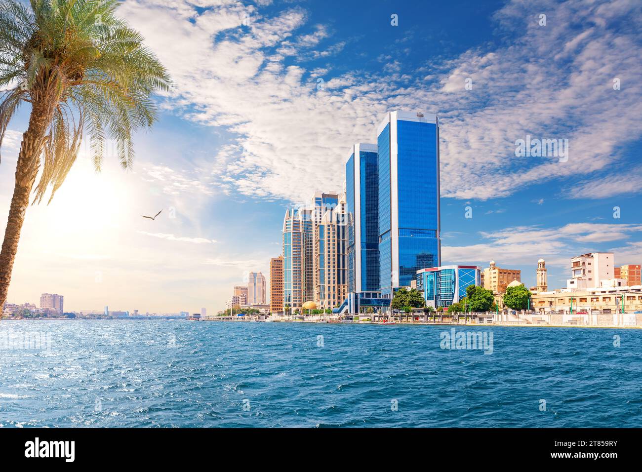 Elite district on the bank of Cairo, exclusive view, Egypt Stock Photo ...