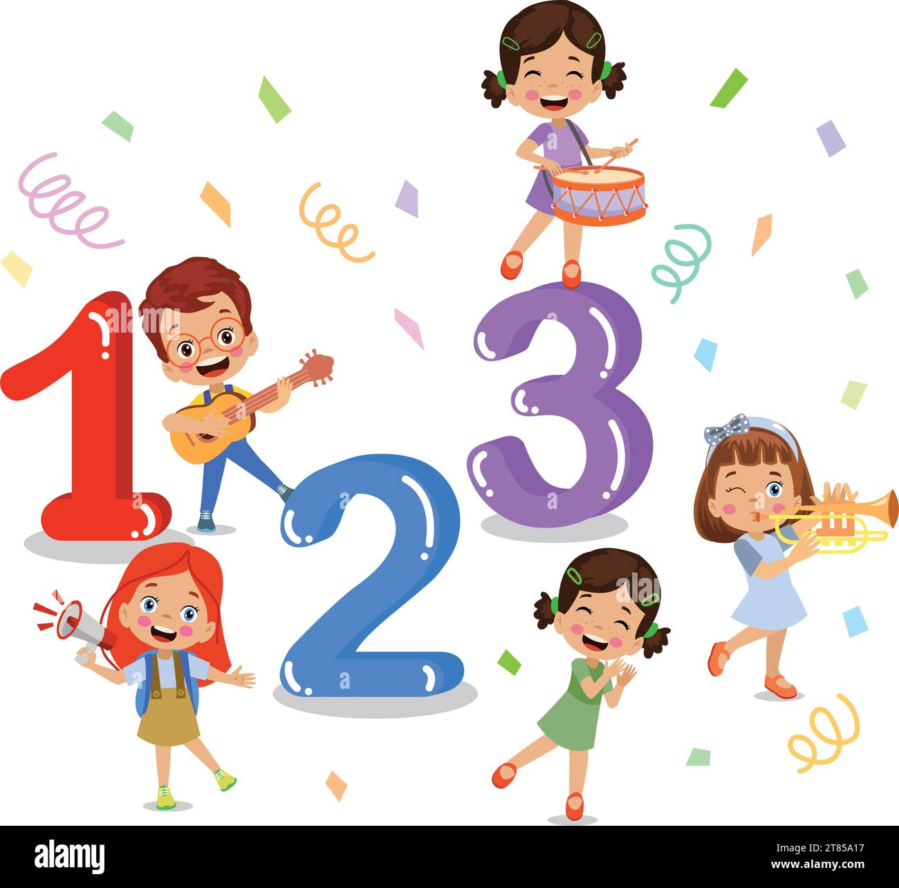 cute kids learn numbers along with numbers Stock Vector Image & Art - Alamy