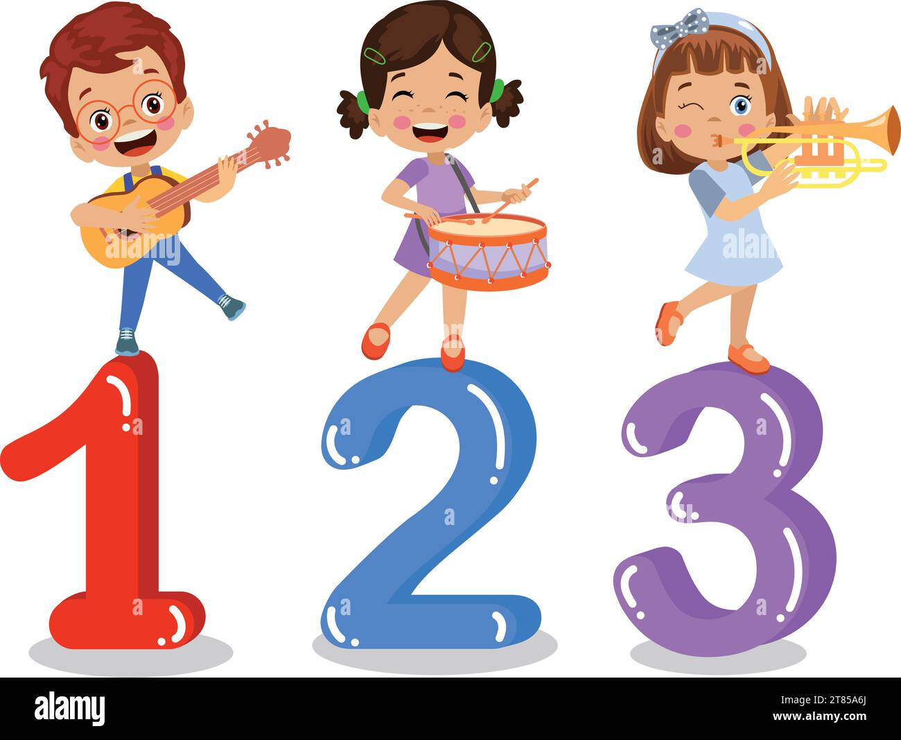 cute kids learn numbers along with numbers Stock Vector Image & Art - Alamy