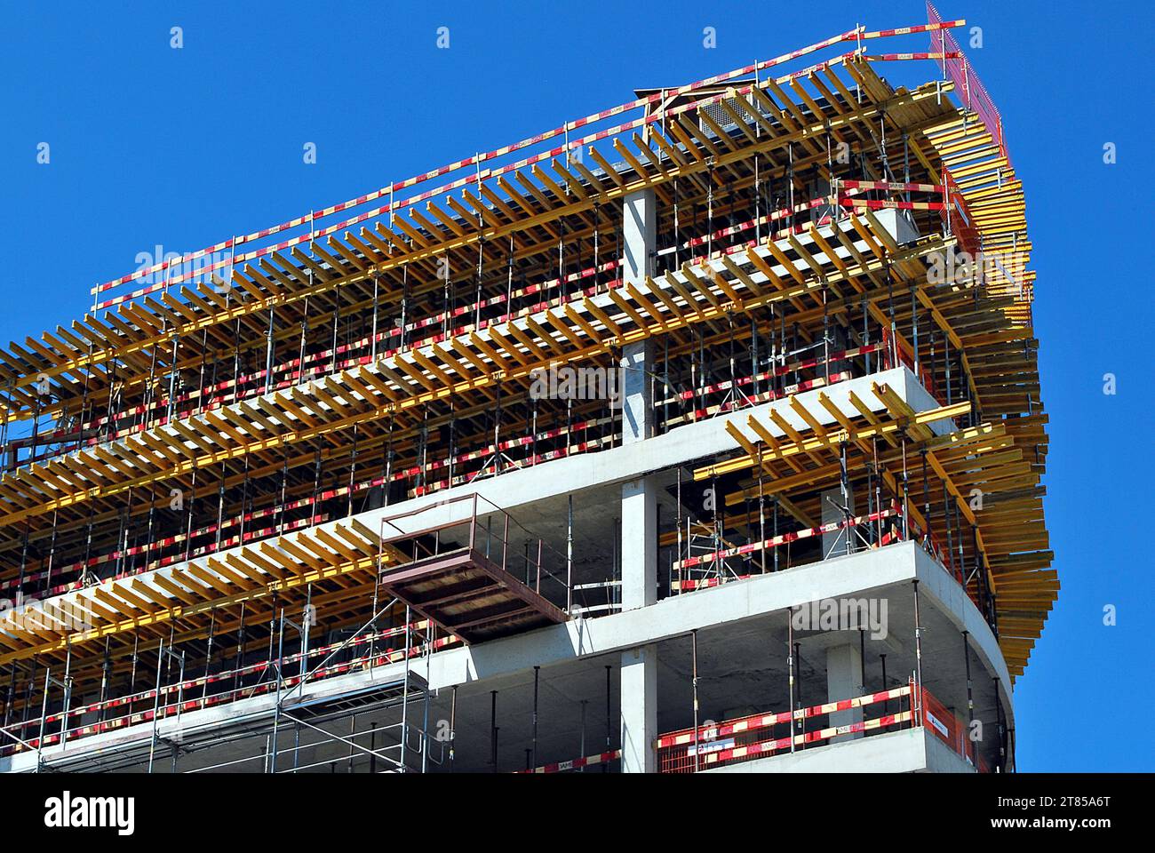 View of a skyscraper under construction. Modern architecture background ...
