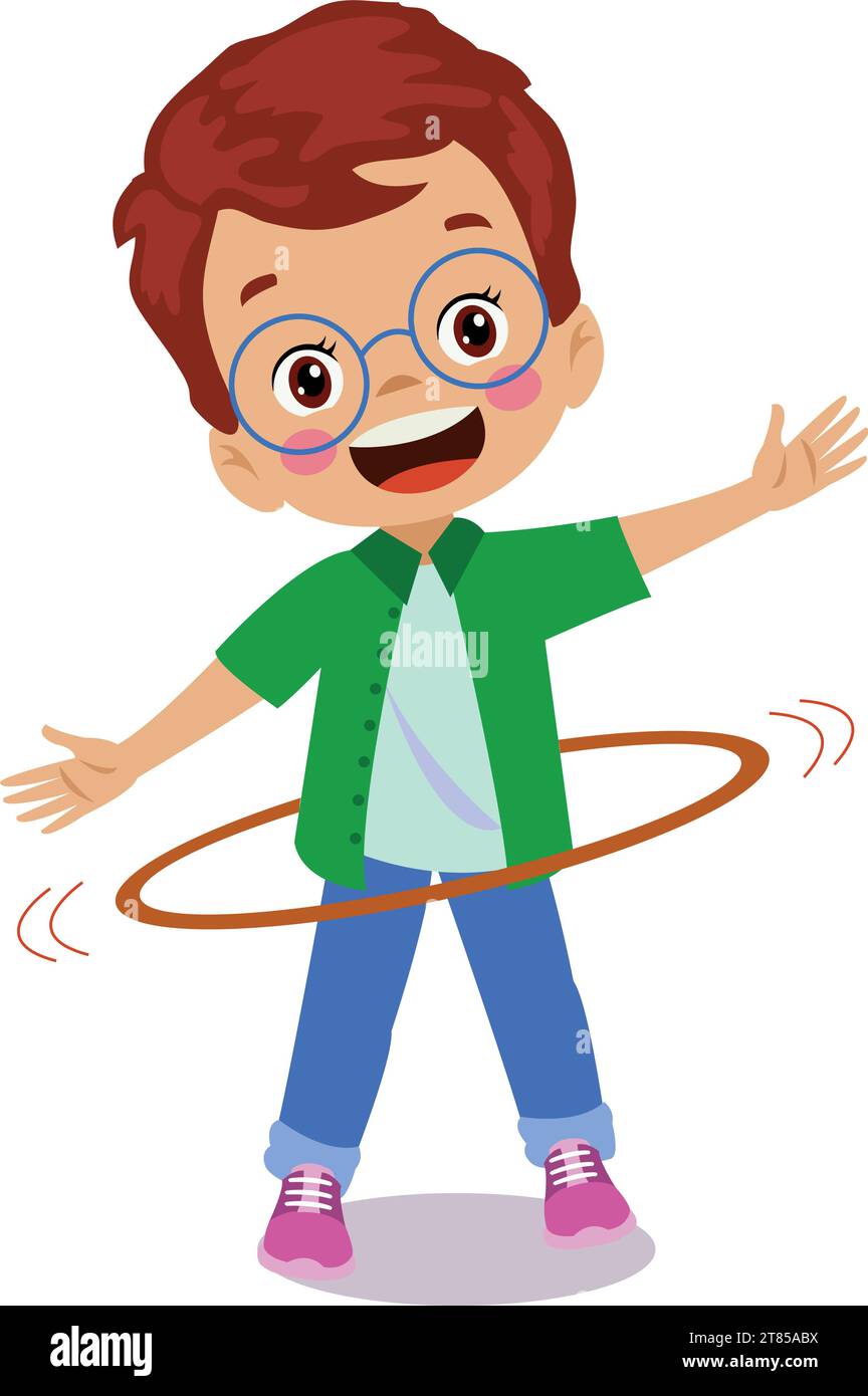cute happy boy spinning hoop Stock Vector Image & Art - Alamy