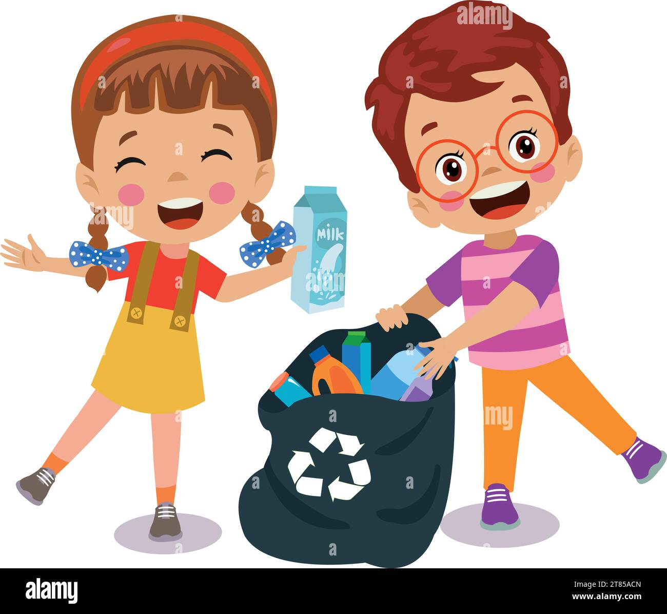 cute boy throwing trash in recycle bin Stock Vector Image & Art - Alamy