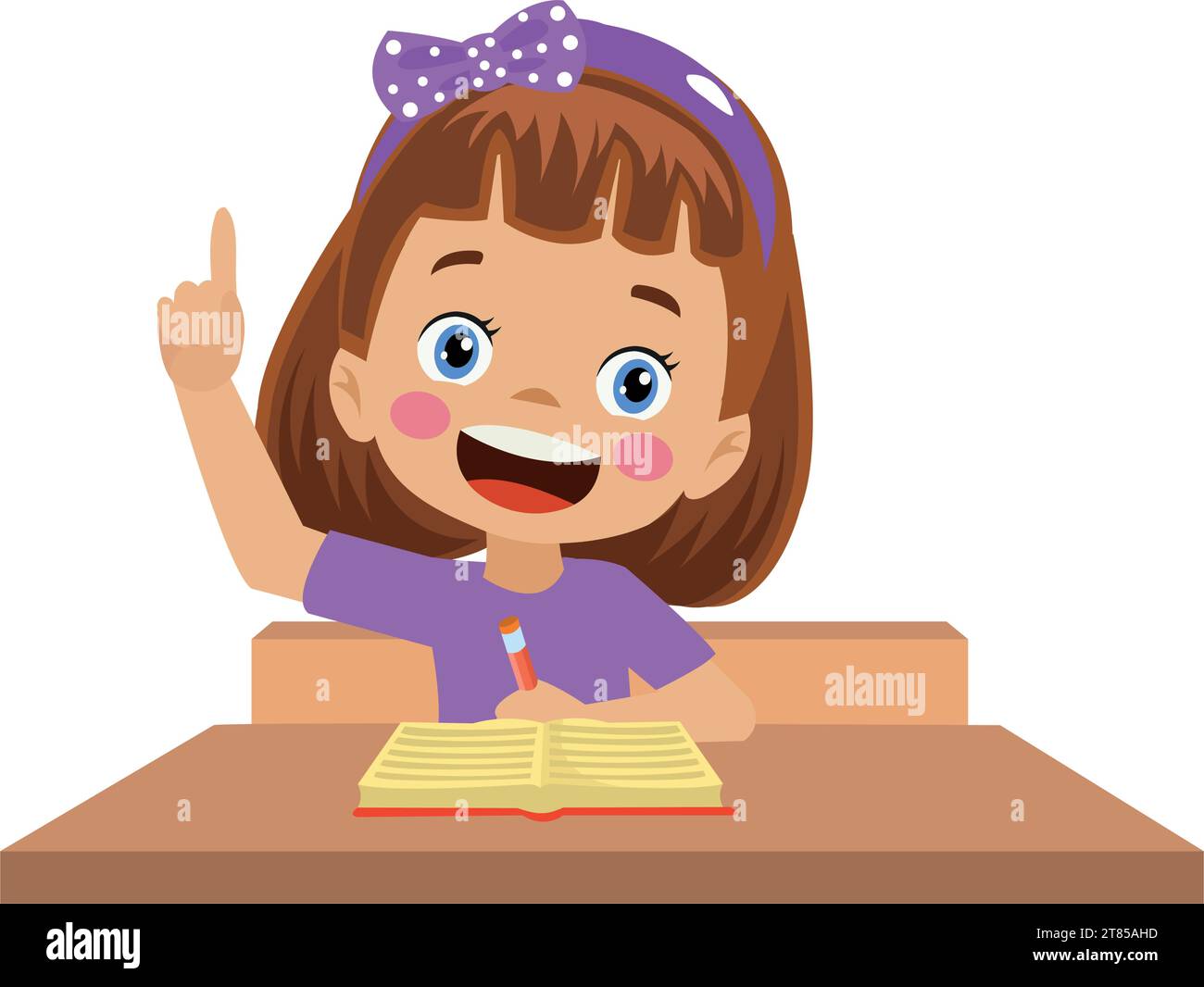 Hardworking Cute Boy Raising Finger Class Stock Vector Image & Art - Alamy