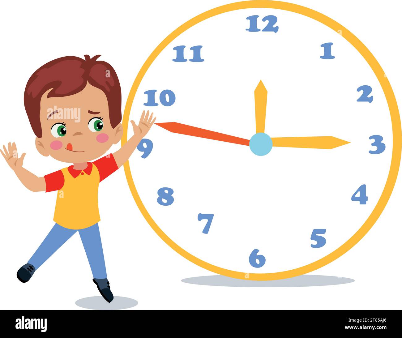cute happy kids holding clock Stock Vector Image & Art - Alamy