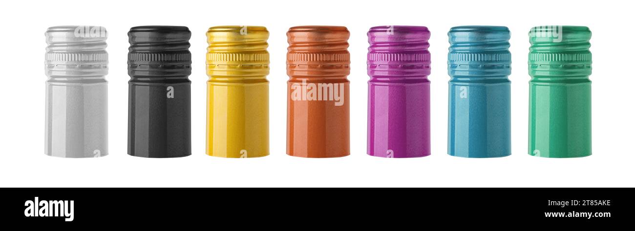 Colorful wine caps. Isolated on white background. With clipping path ...