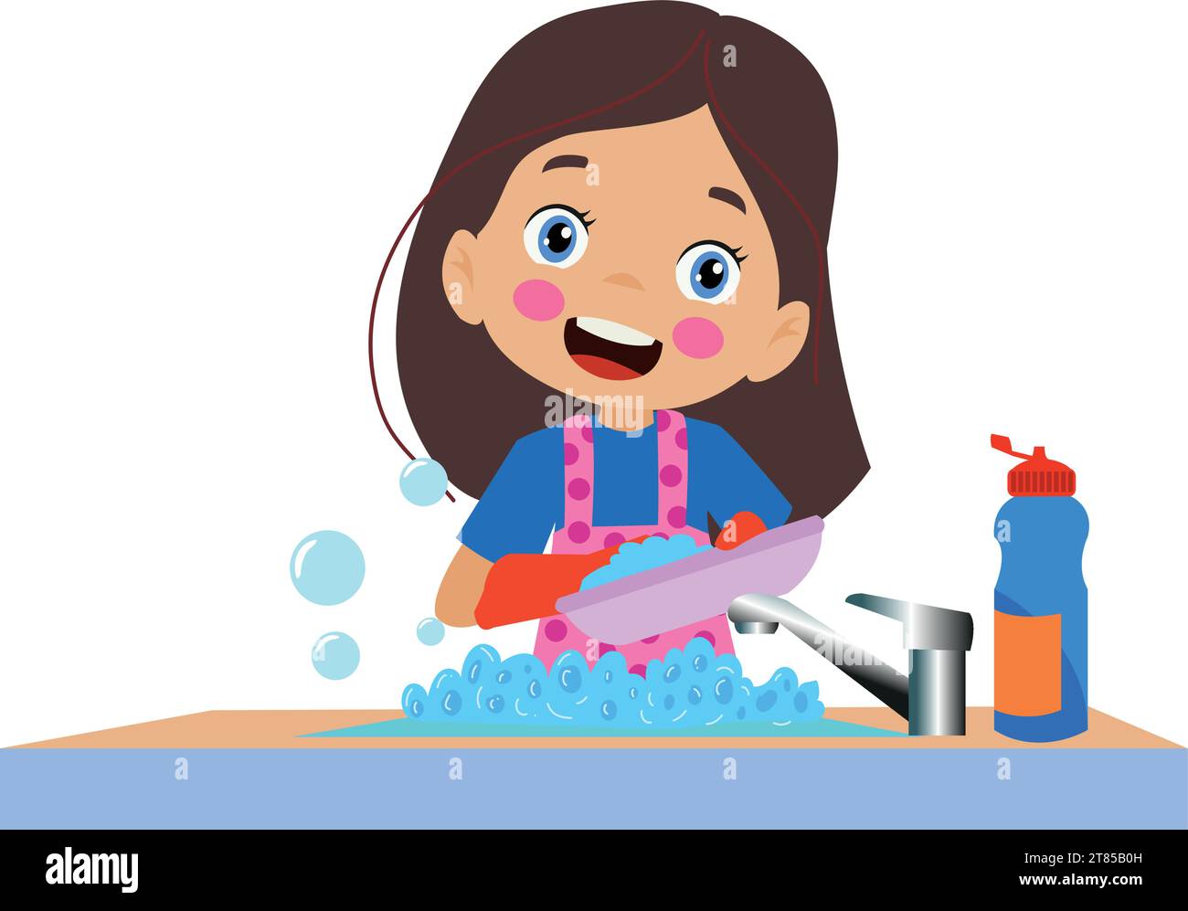 cute happy boy washing dishes Stock Vector Image & Art - Alamy