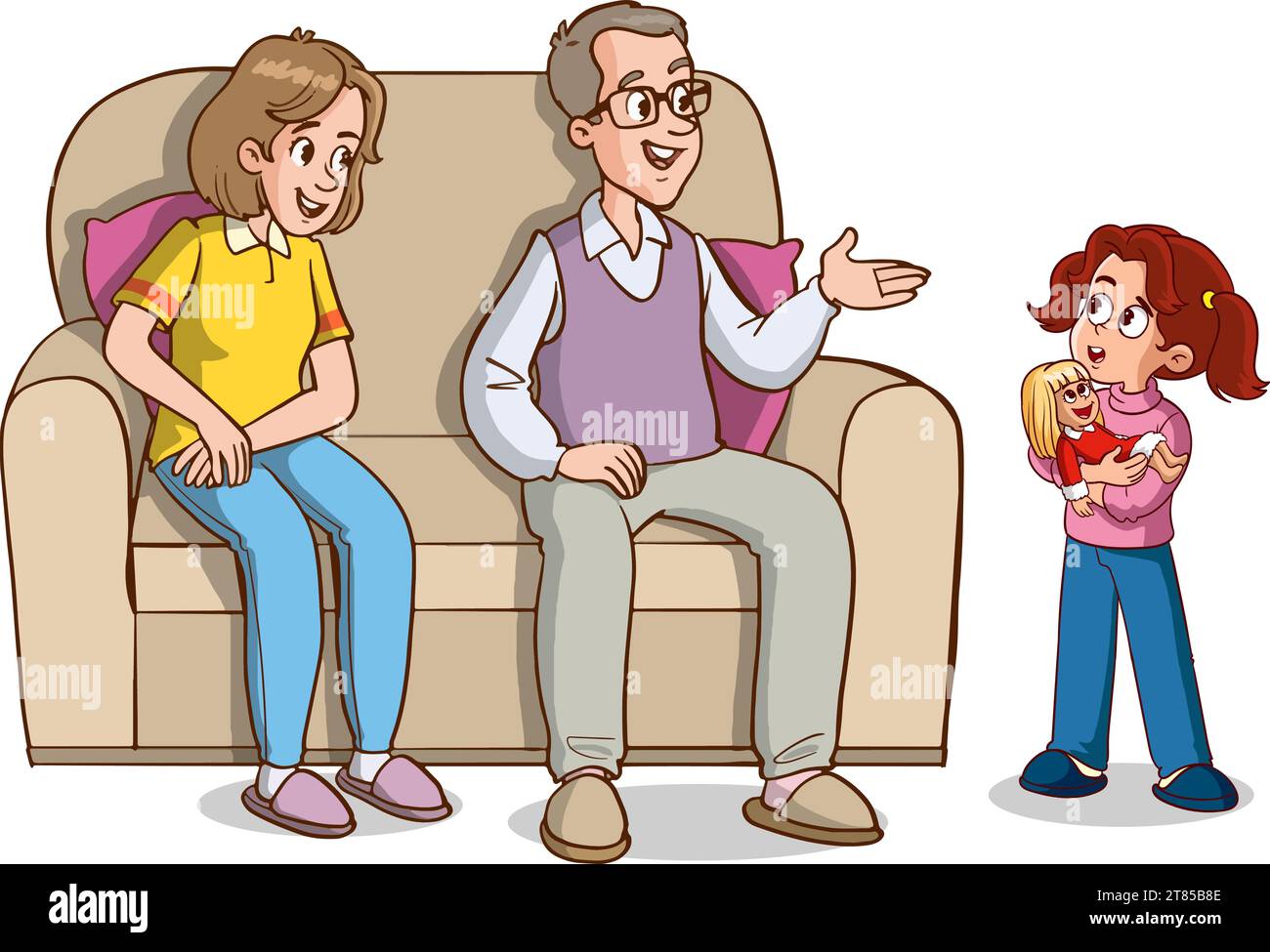 parent and child talking at home cartoon vector Stock Vector Image ...