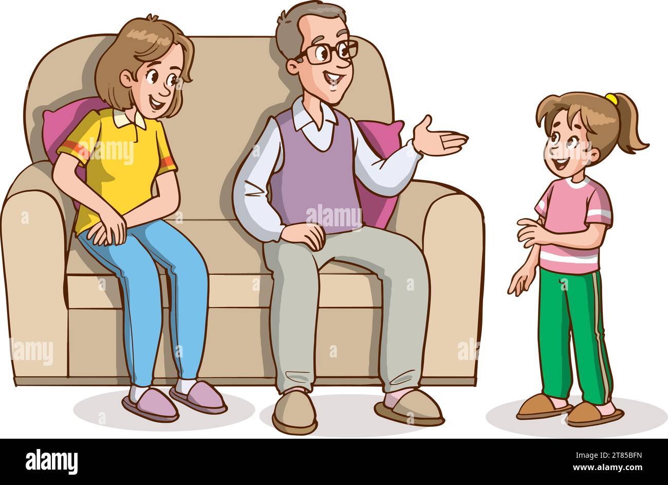 parent and child talking at home cartoon vector Stock Vector Image ...