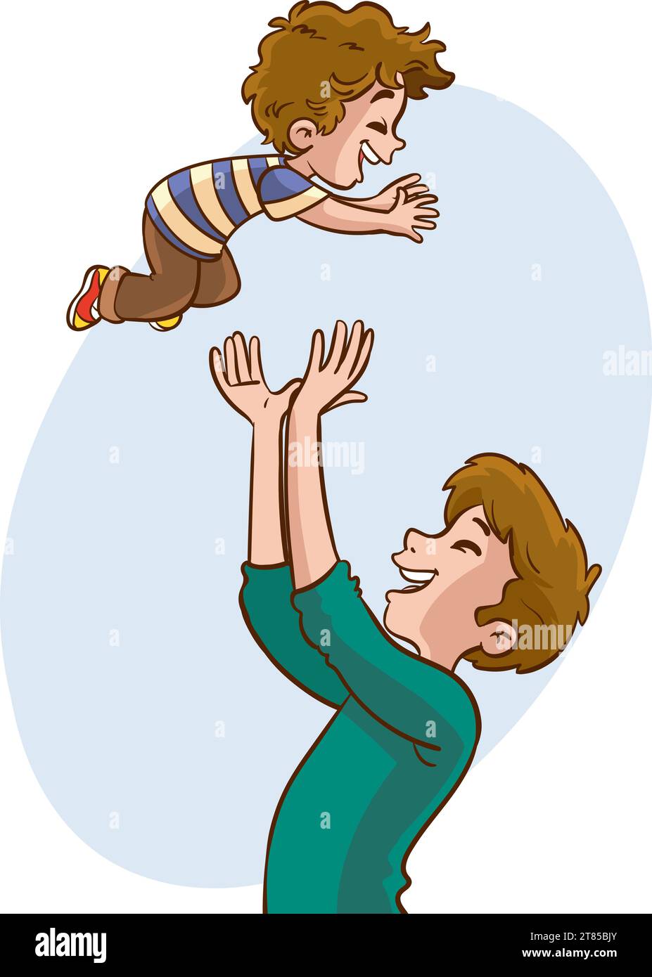 father and kids playing.young father and children having fun and ...